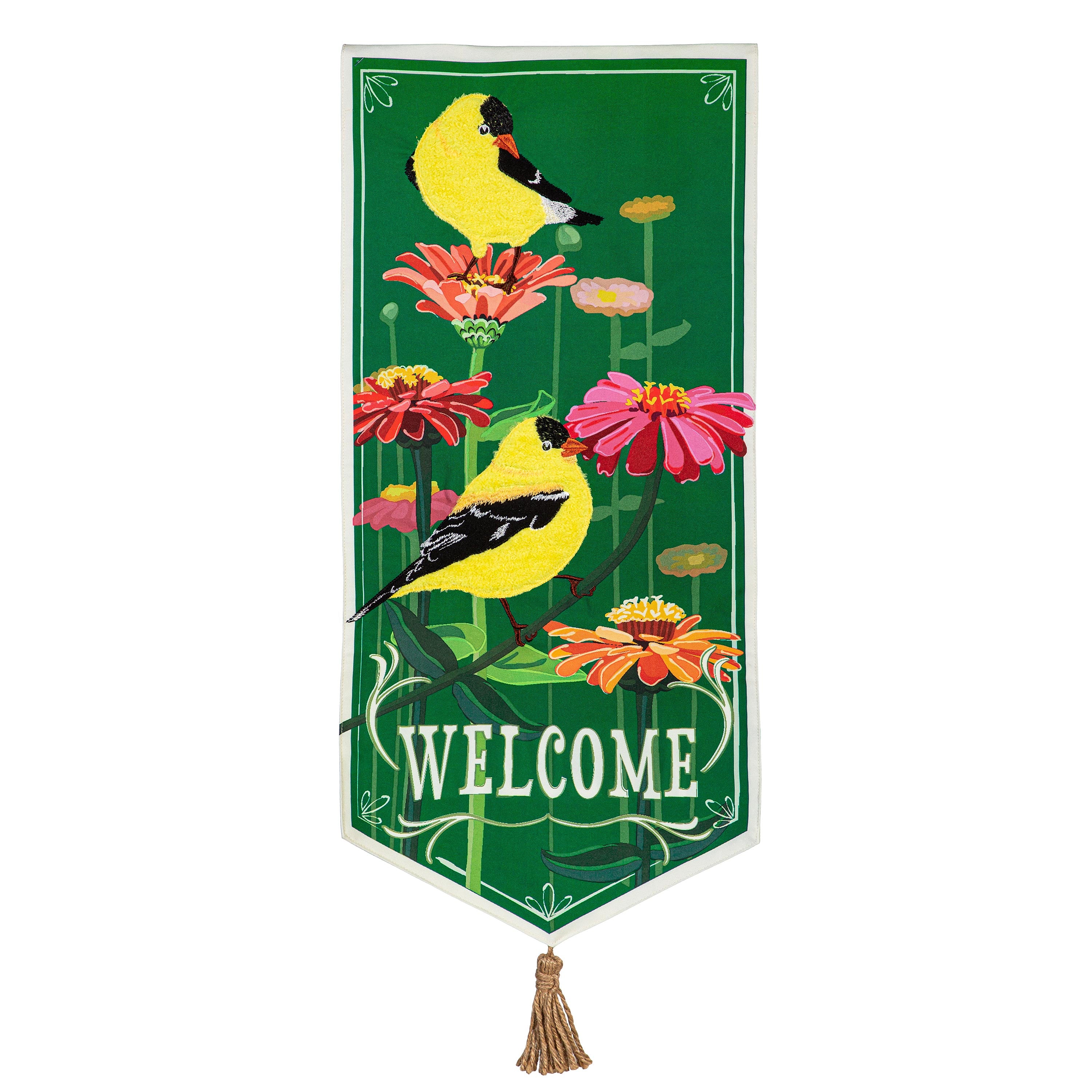 Finches and Flowers Textile Décor Flag | Fly Me Flag