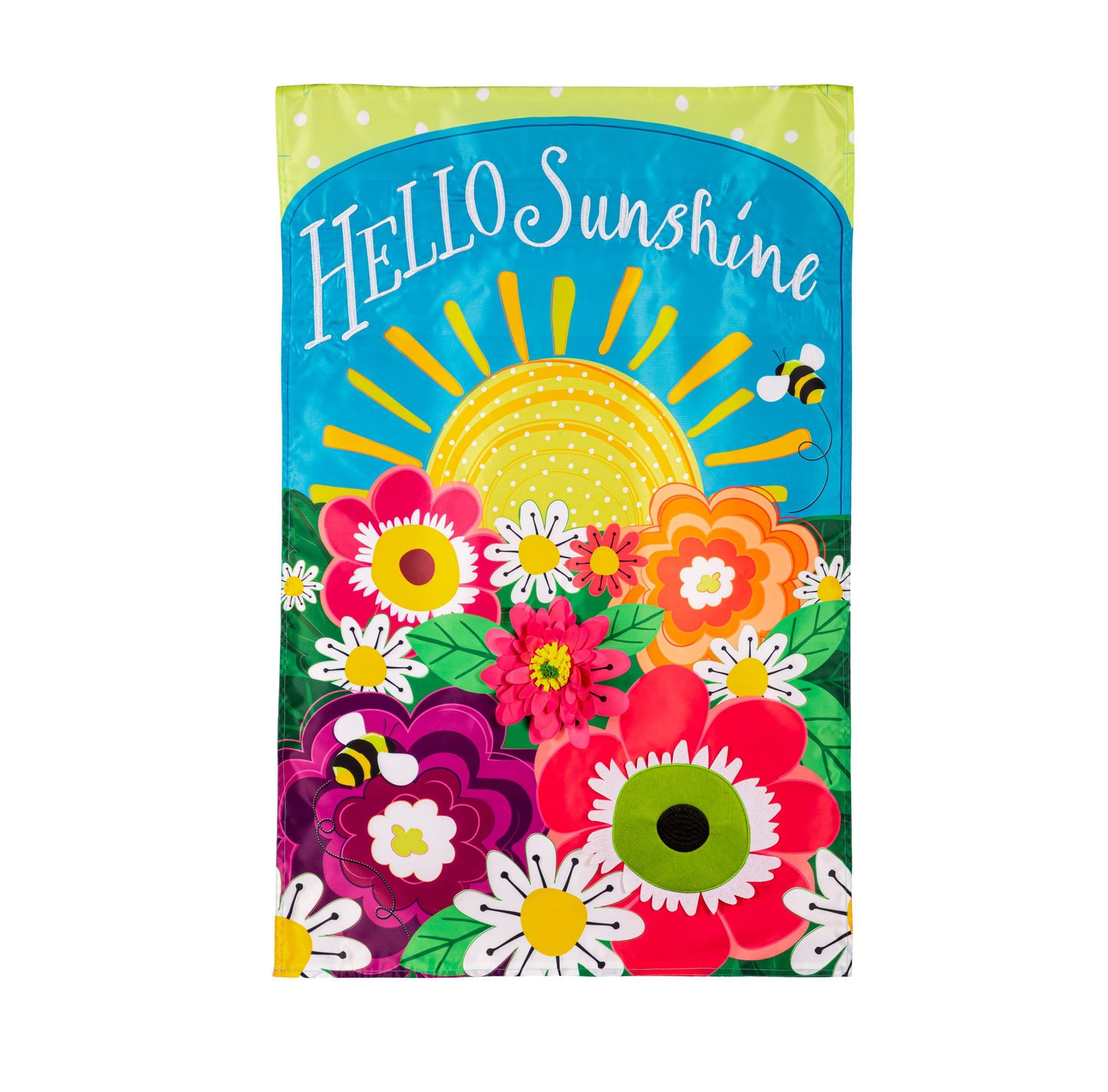 Hello Sunshine Appliqué House Banner | Summer Flags | Fly Me Flag