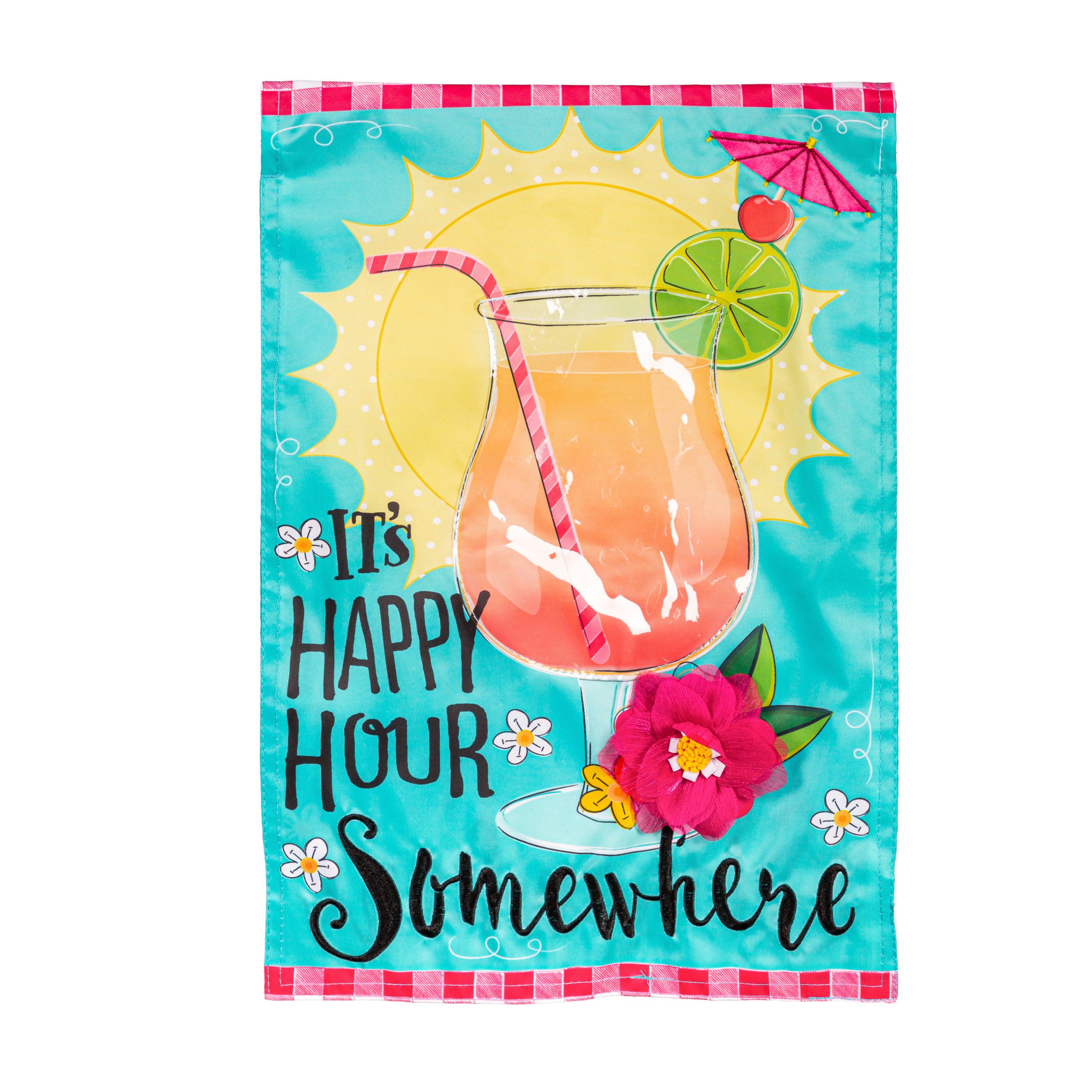It's Happy Hour Somewhere Appliqué Garden Flag | Fly Me Flag