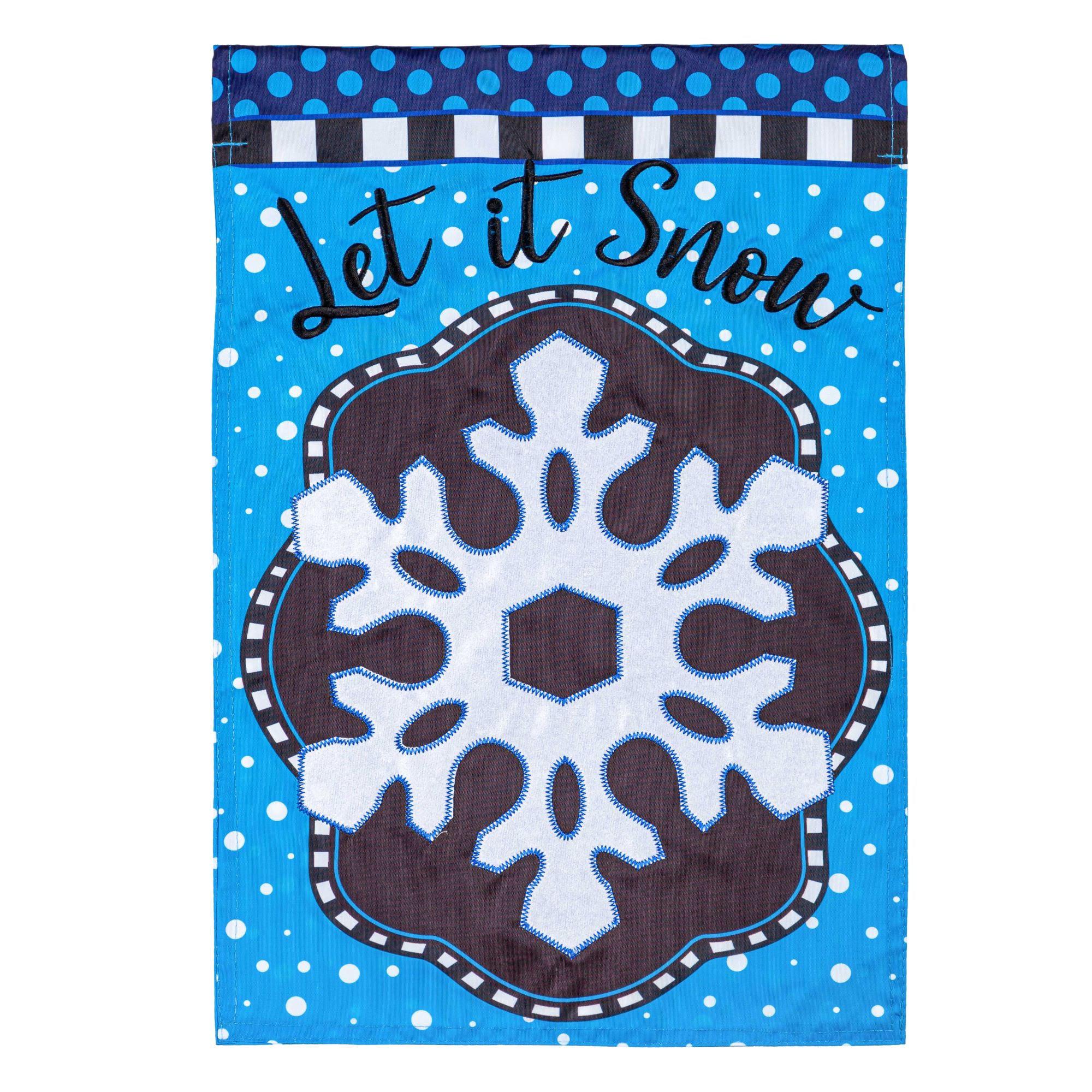 Patterned Snowflake Appliqué Garden Flag | Fly Me Flag