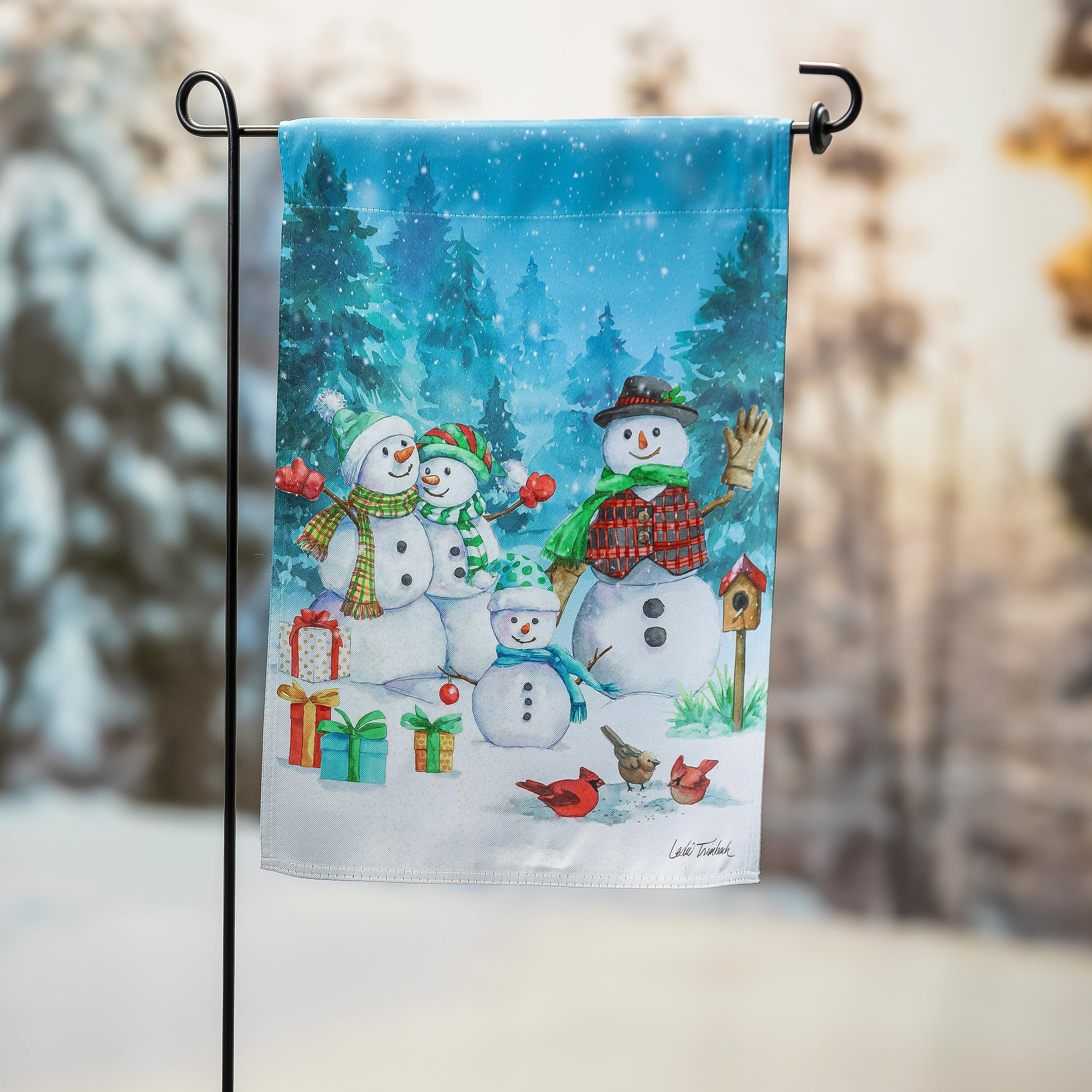 Snowman Family Suede Garden Flag | Winter Flags | Fly Me Flag