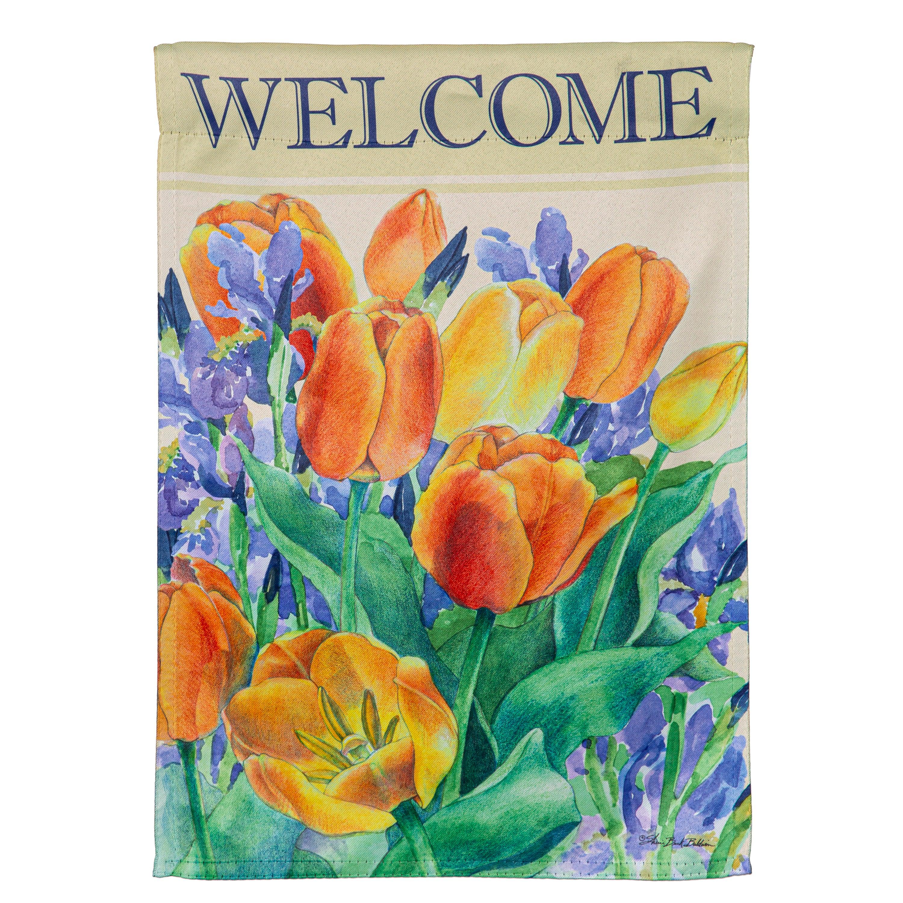 Tulip Garden Welcome Garden Flag | Spring Flags | Fly Me Flag