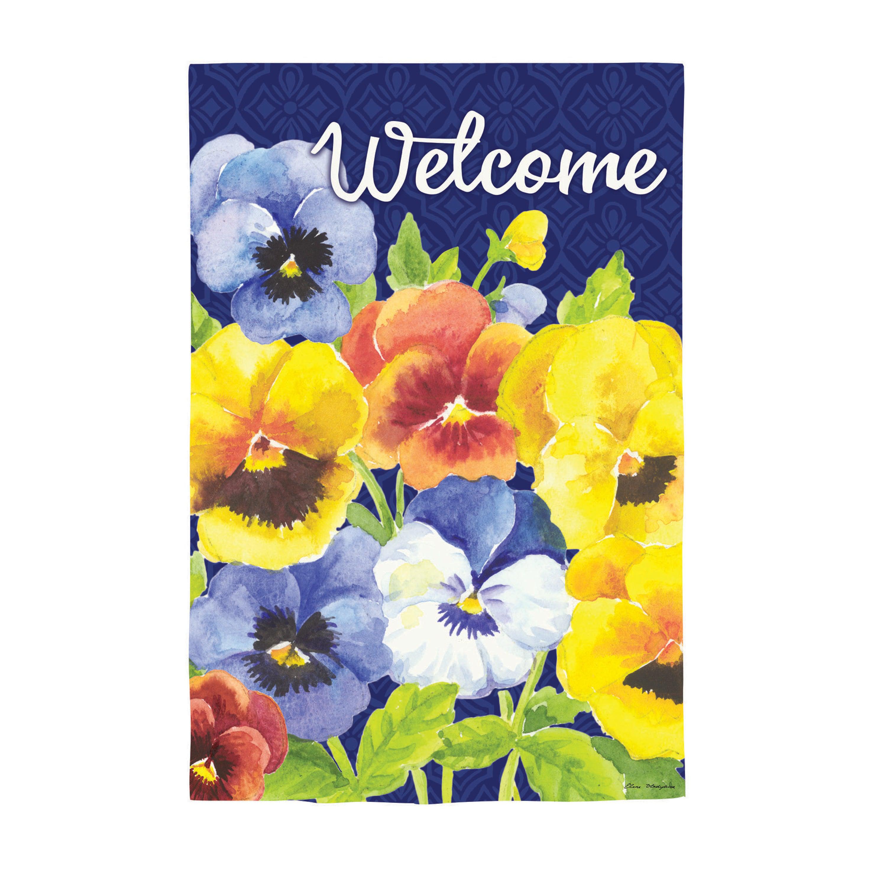 Welcome Pansies House Banner | Spring Flags | Fly Me Flag