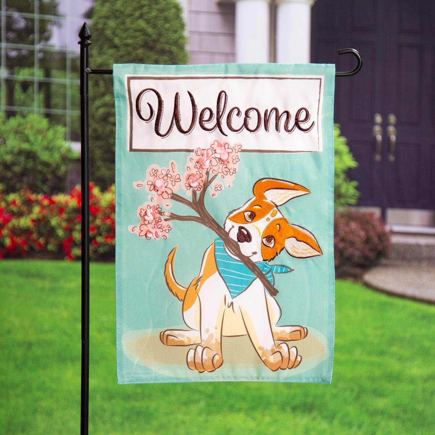 Welcome Pup Appliqué Garden Flag | Pet Flags | Fly Me Flag