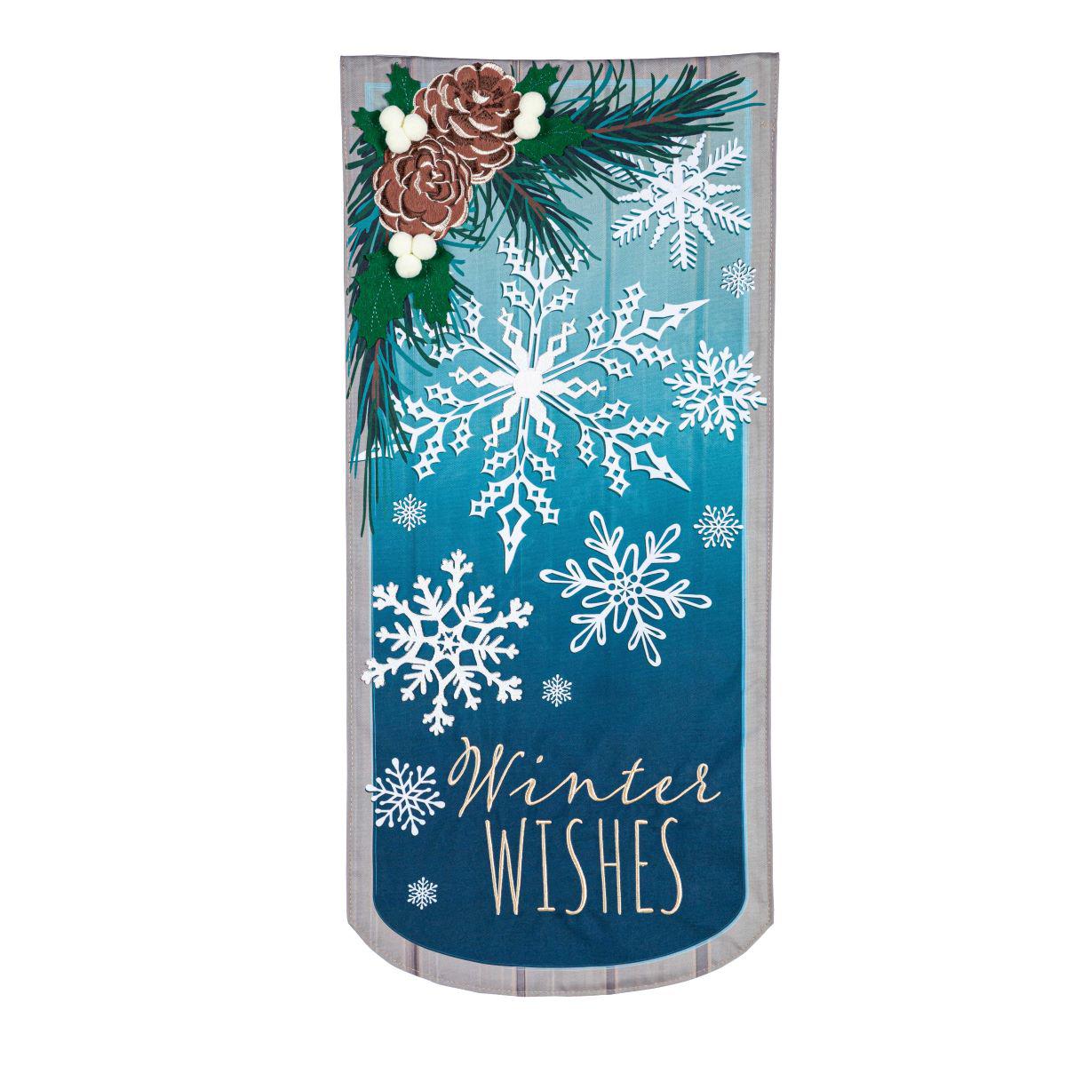 Winter Wishes Snowflake Textile Decor Garden Flag | Fly Me Flag