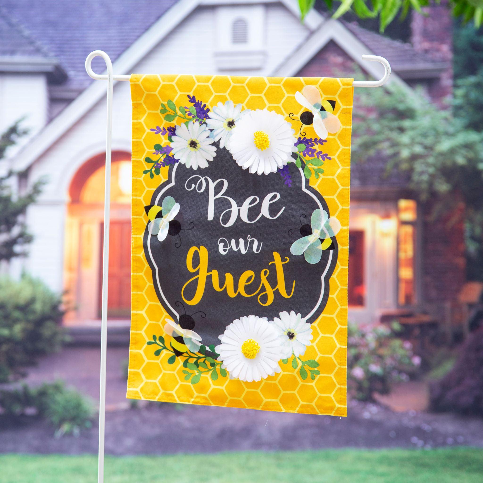 Bee Our Guest Frame Garden Flag | Summer Banner | Fly Me Flag